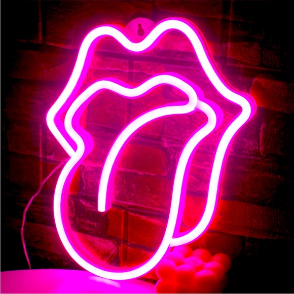 Urban Outfitters | Wall Decor | Lipstick Tongue Neon Pink Led Light ...